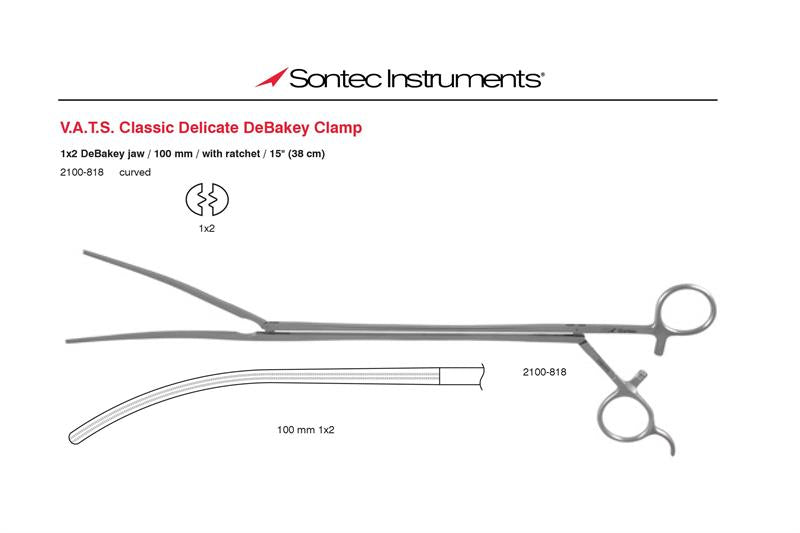 Sontec Instruments VATS Classic Delicate DeBakey Clamp, Curved, With R ...