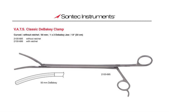 Sontec Instruments VATS Classic DeBakey Clamp, Curved, With Ratchet ...