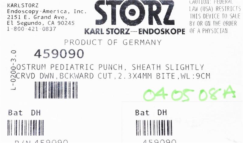 Storz Ostrum Pediatric Punch, Backward Cut, Slightly Curved Down | 459 ...