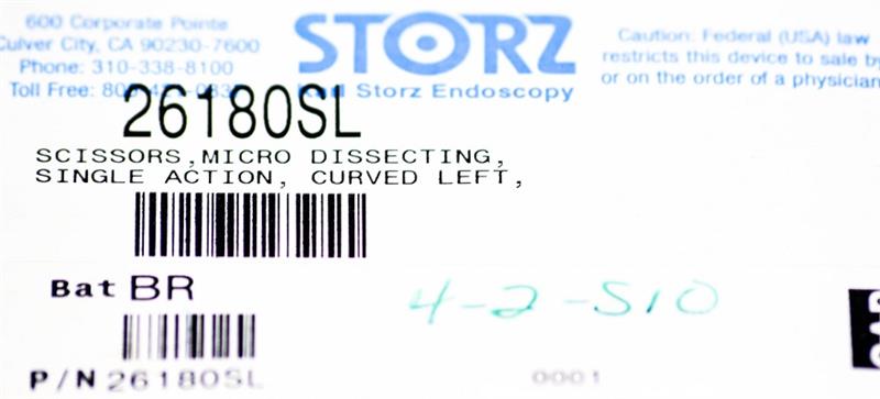 Storz Micro Dissecting Scissors, S/A Curved Left | 26180SL – Endoscopy ...