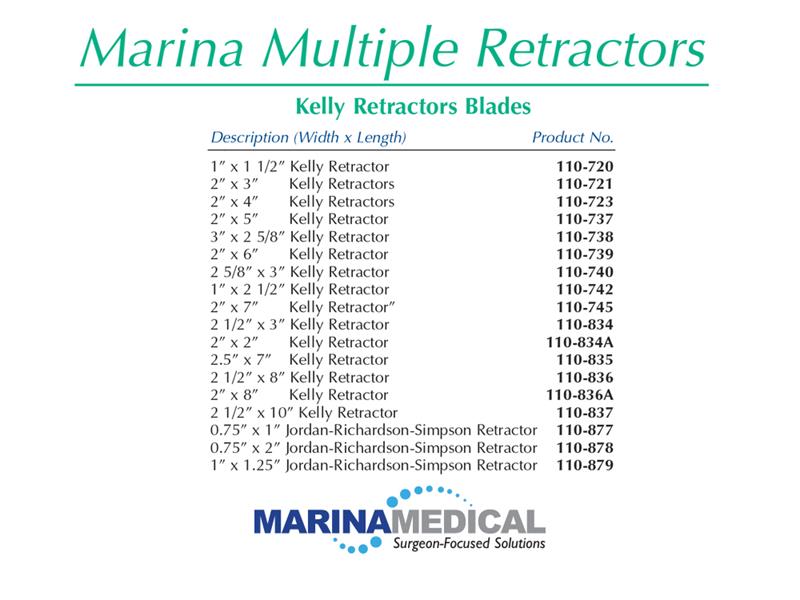 Marina Medical Multi-Trac Kelly Retractor Blades| Model| 110-879 ...