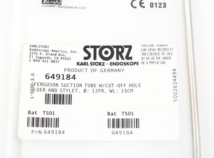 Storz Ferguson Suction Tube 12FR - WL15cm | 649184 – Endoscopy Superstore