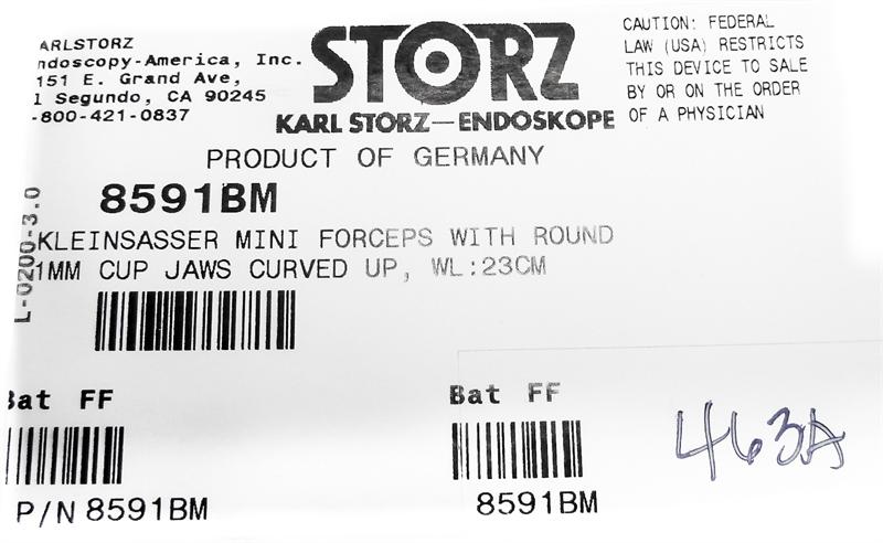 Storz Kleinsasser Mini Forceps with 1mm Cup Jaws Curved Up | 8591BM ...