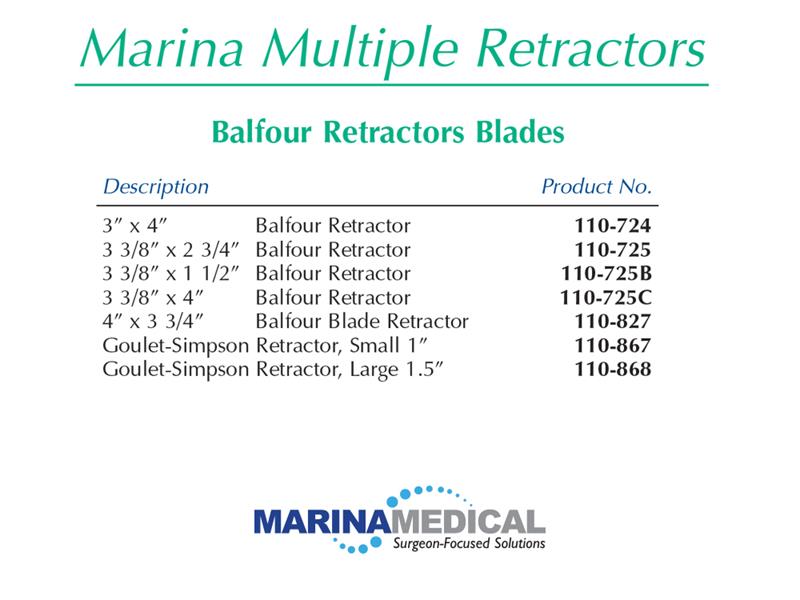 Marina Medical Multi-Trac Balfour Retractor Blades| Model| 110-724 ...